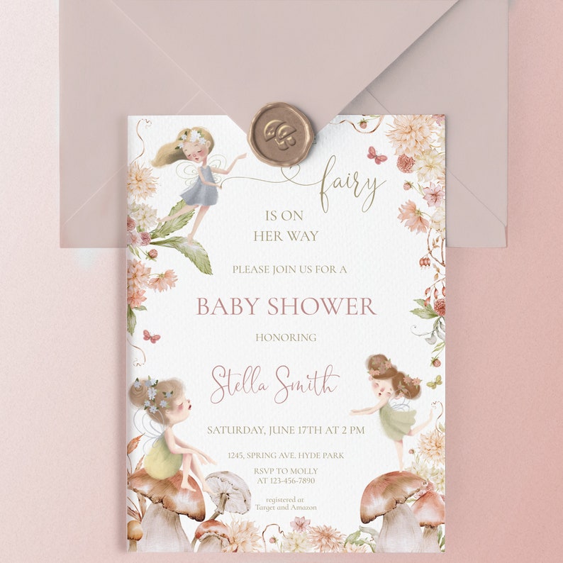 Fairy Baby Shower Invitation Template Fairy Garden Party - Etsy