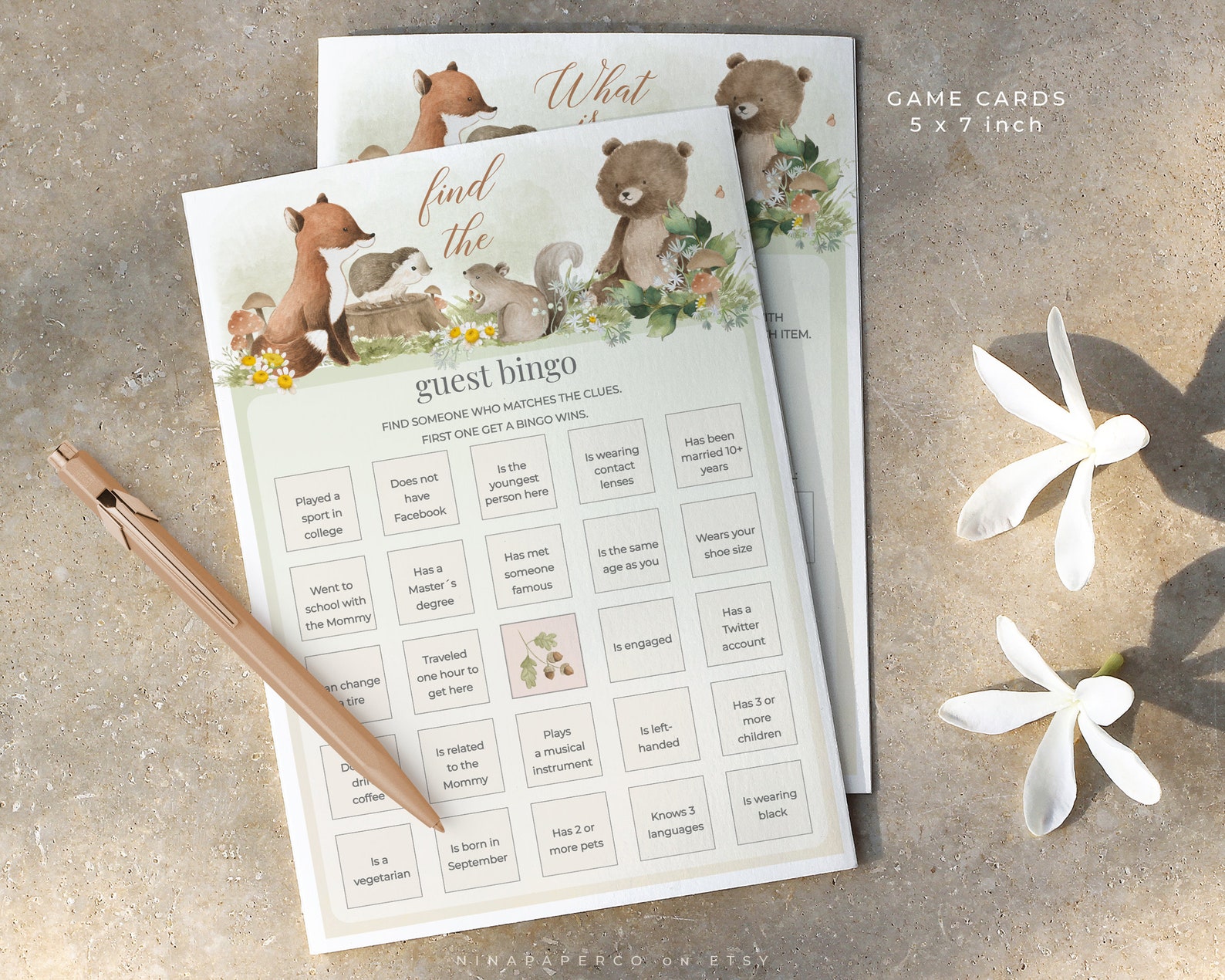 WOODLAND Baby Shower Games Bundle 48 Printable Forest Animals - Etsy