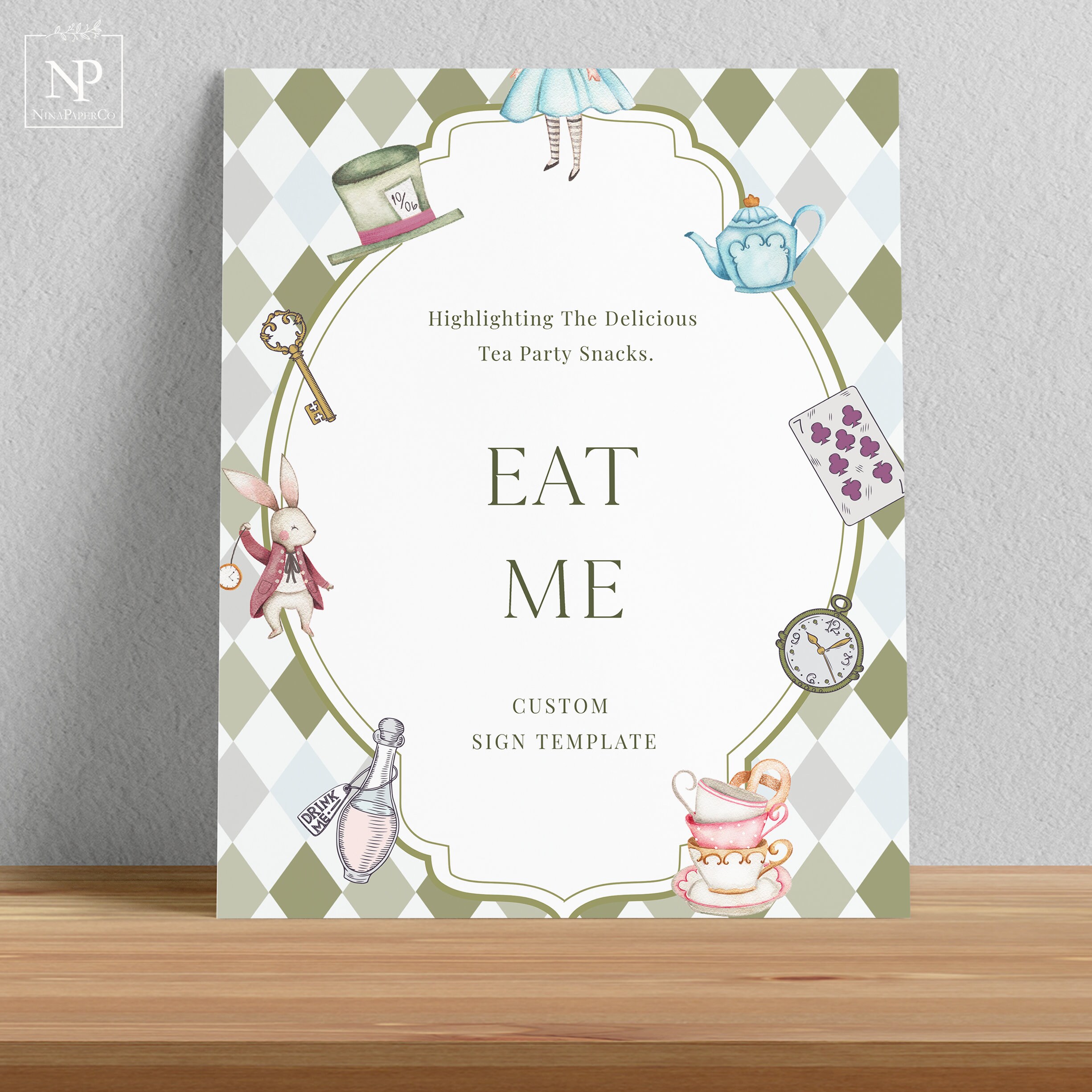 Alice in Wonderland Custom Party Sign, Mad Hatter Tea Party , Baby ...