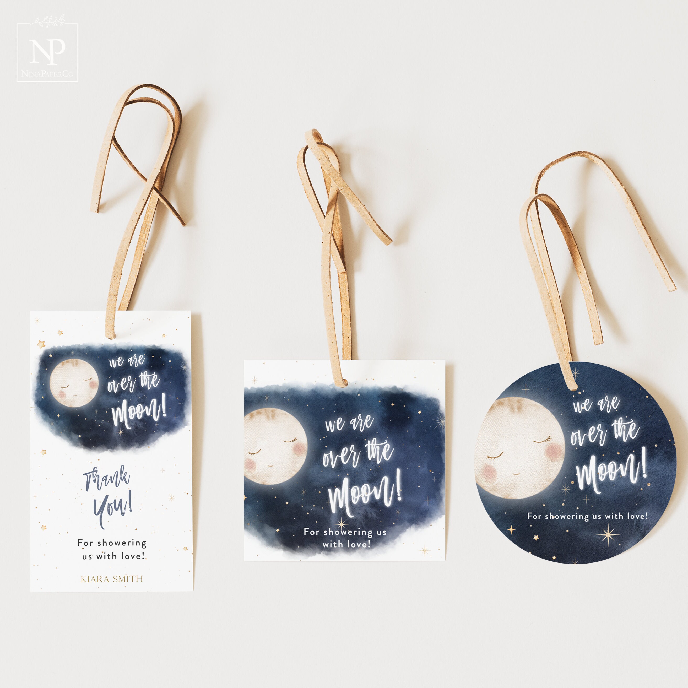 Over the Moon Baby Shower Favor Tags Twinkle Little Star Printable Baby ...