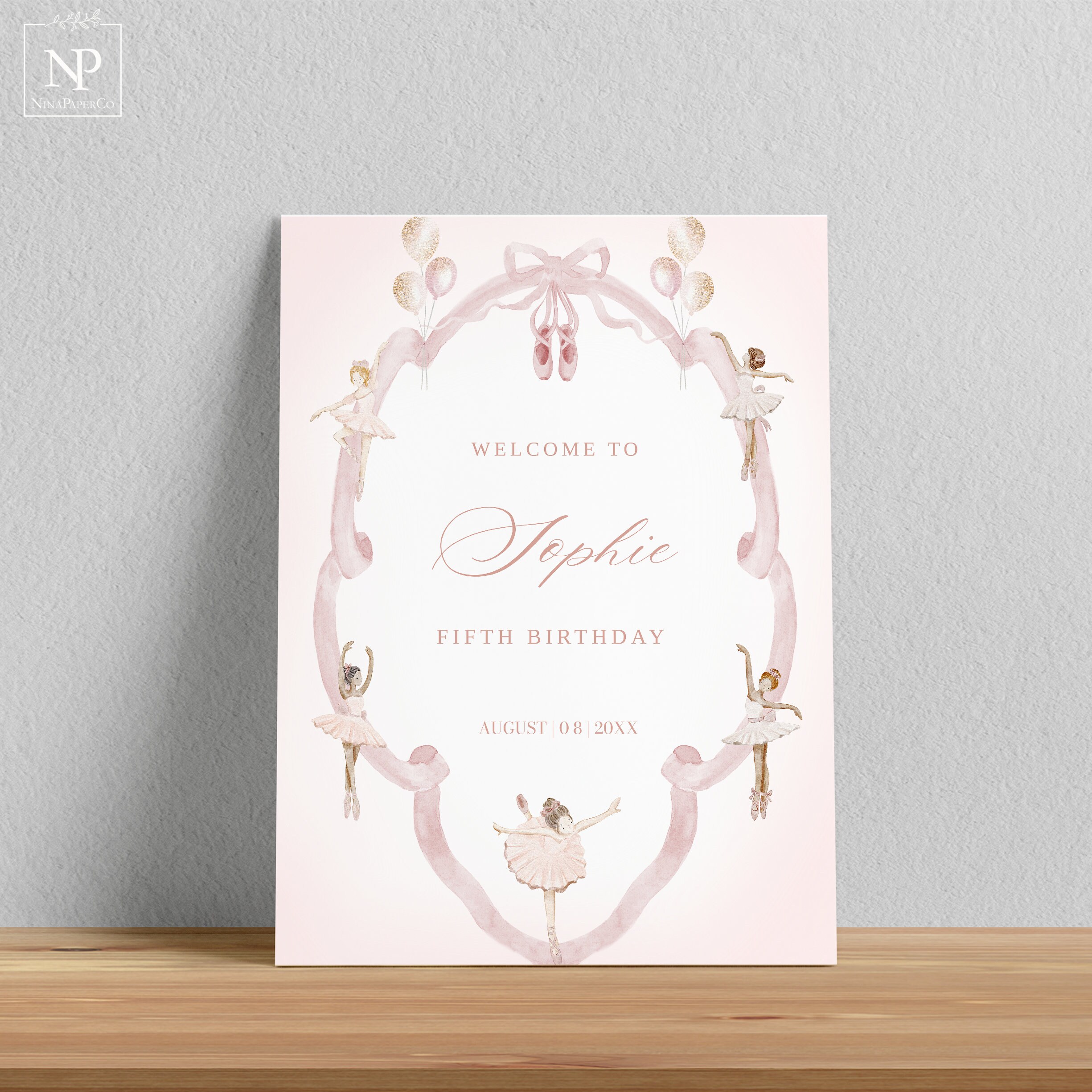 Ballerina Birthday Welcome Sign Template, Ballerina Birthday Party ...