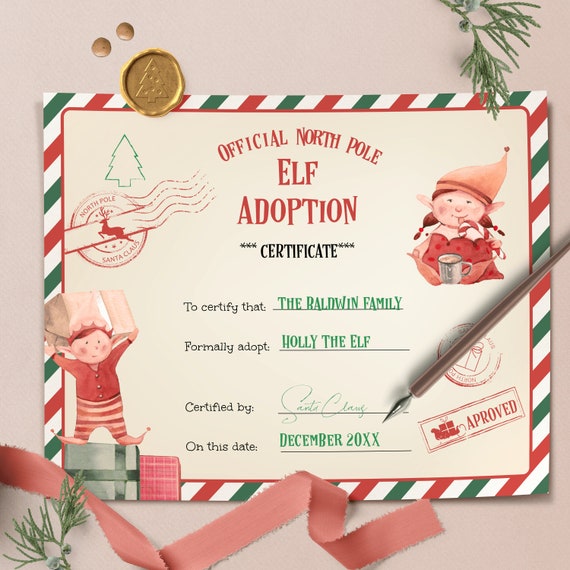 Elf Adoption Certificate Sign, Christmas Elf Sign, Adopt an Elf Letter ...