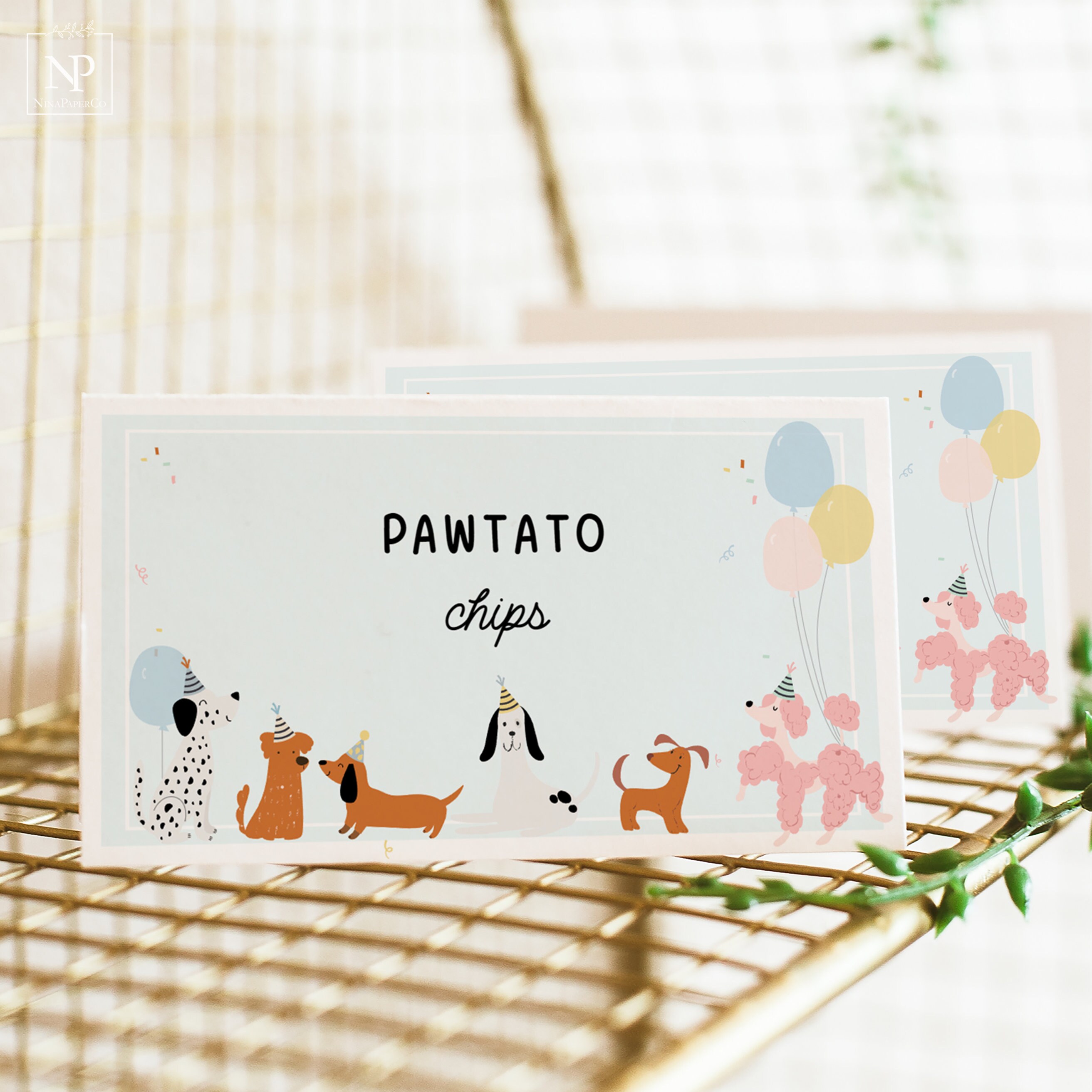 Puppy Pawty Food Label Template, Dog Birthday Food Tent, Puppy Pet ...
