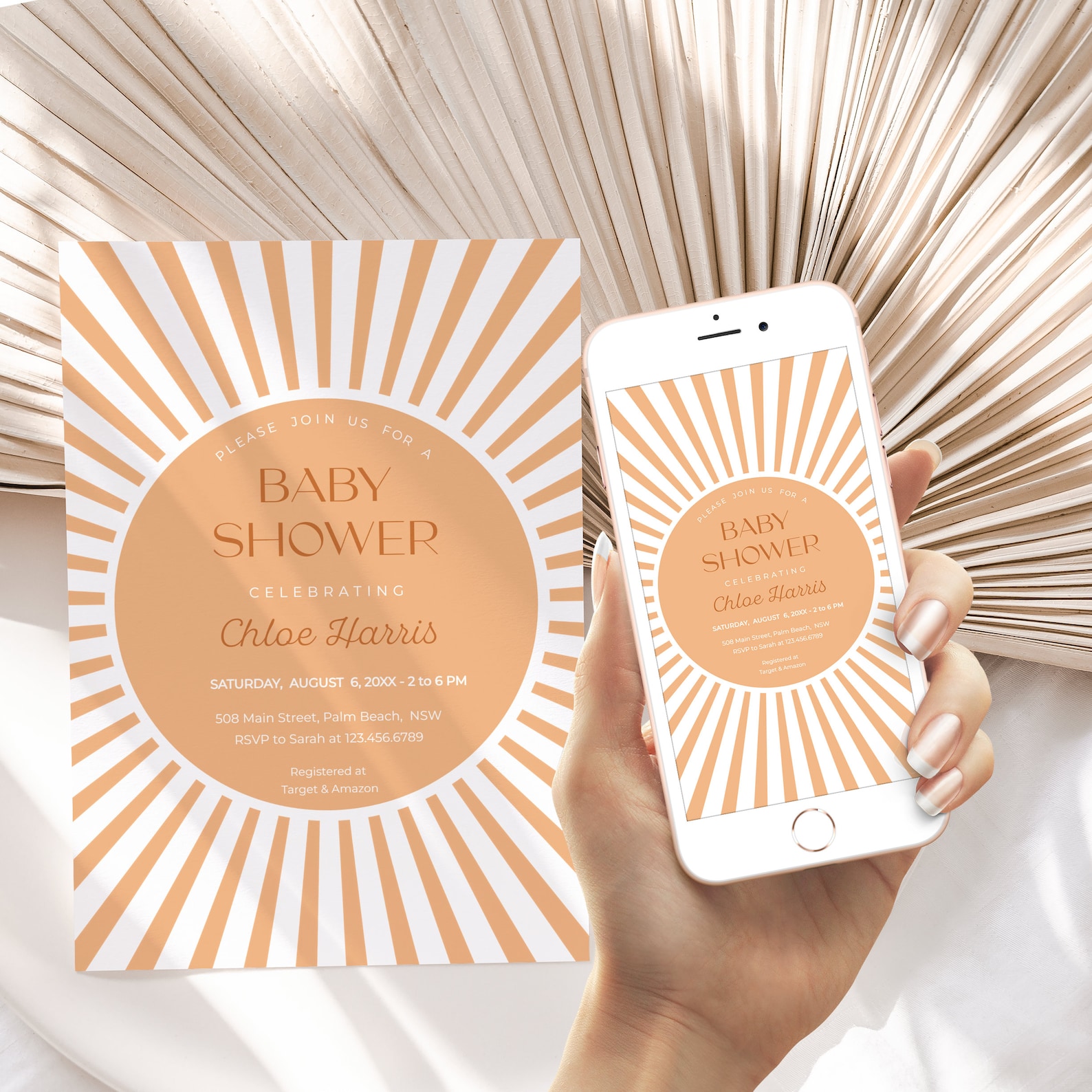 Boho Sunshine Baby Shower Invitation Set, Sunshine Baby Shower Invite ...