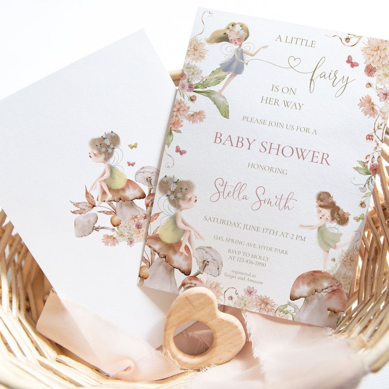 Fairy Baby Shower Invitation Template, Fairy Garden Party Invite, Girl ...