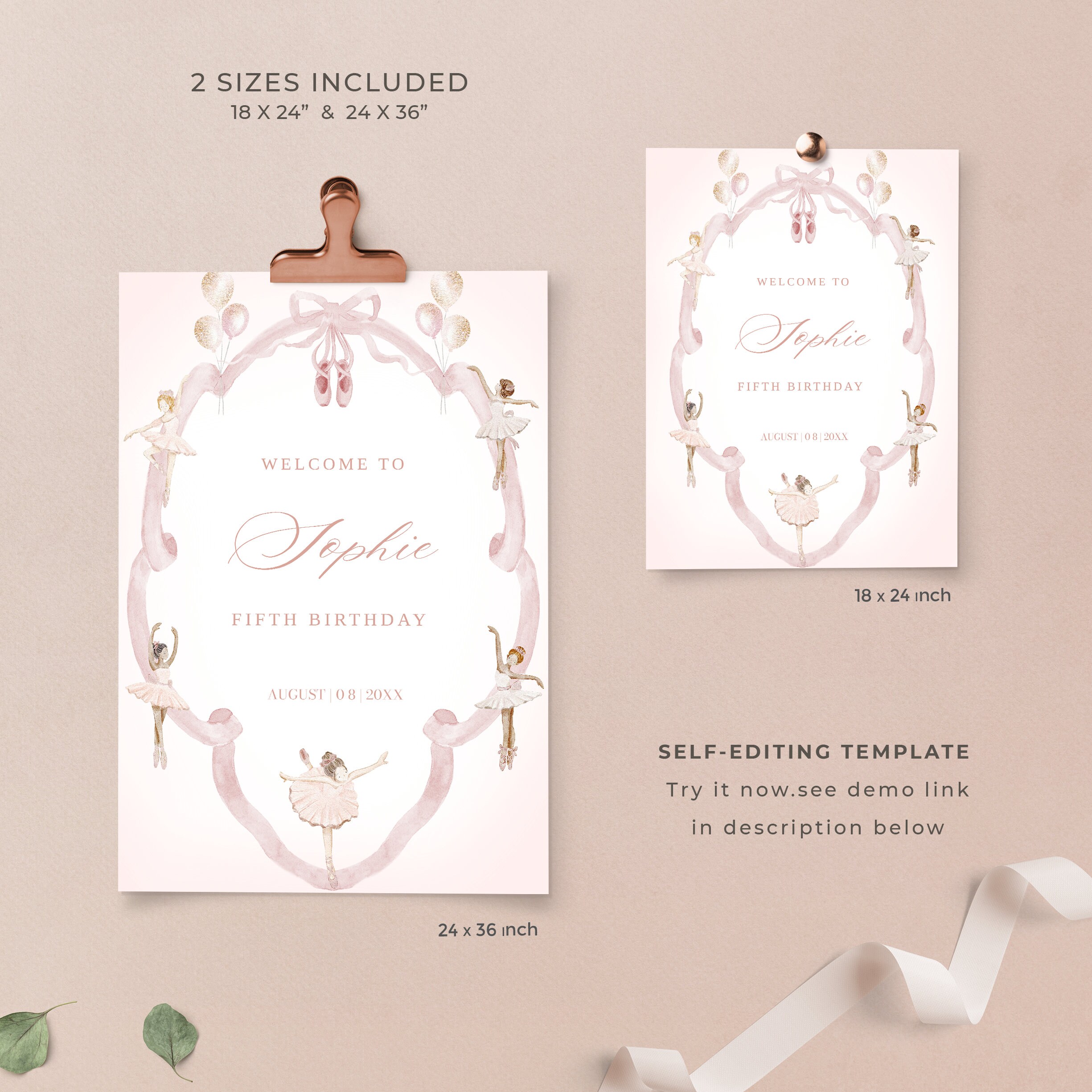 Ballerina Birthday Welcome Sign Template, Ballerina Birthday Party ...