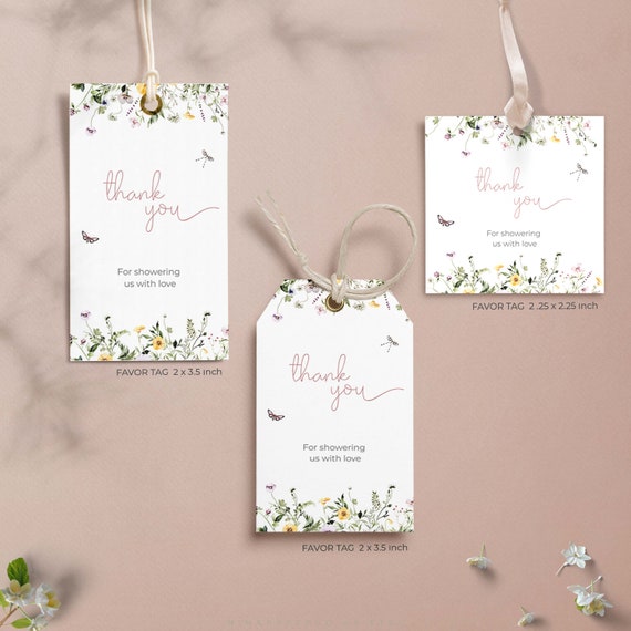 Wildflowers Baby Shower Favor Tags, Floral Baby Shower Tag, Printable ...