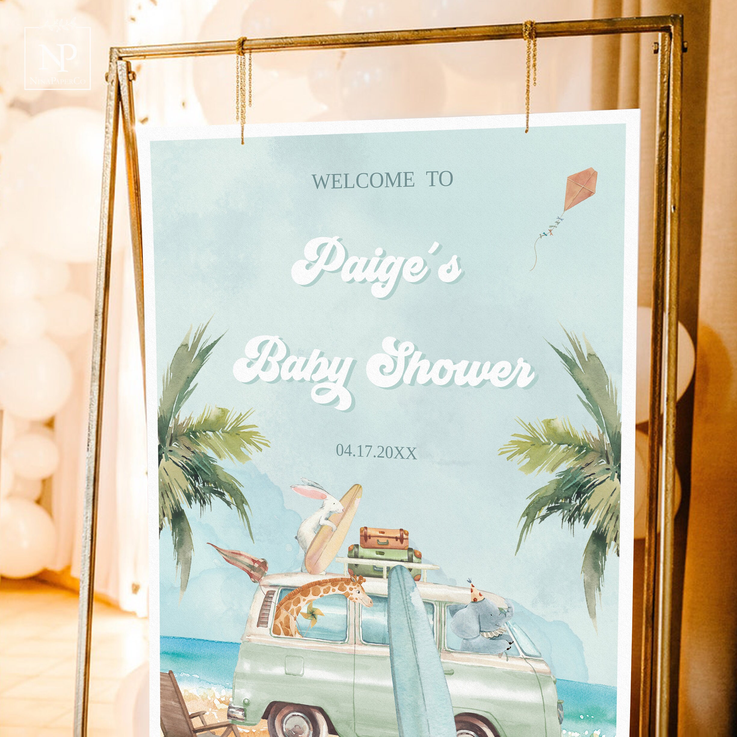 Surf Beach Baby Welcome Sign, Beach Party Sign, Baby on Board Welcome ...