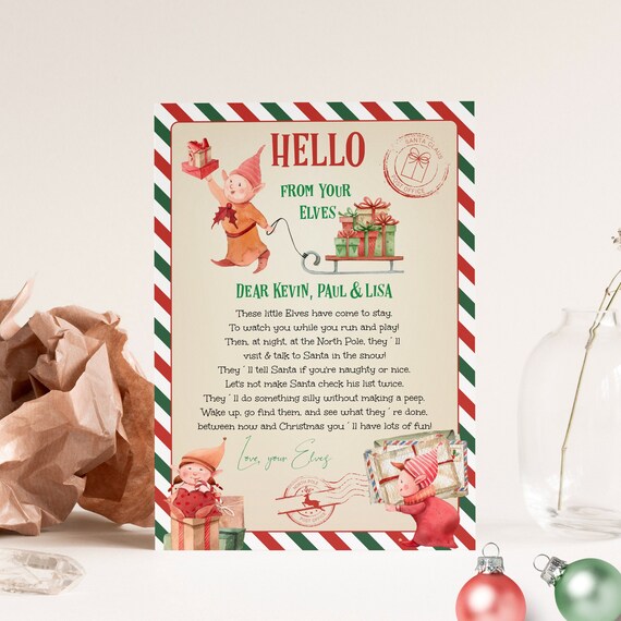 Christmas Elf Arrival Letter Template, Elf Hello, Editable Elf Letter ...