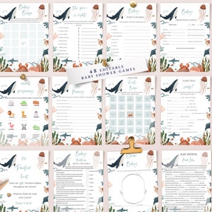 Under the Sea Baby Shower Games Bundle, 48 Baby Shower Games, Ocean ...