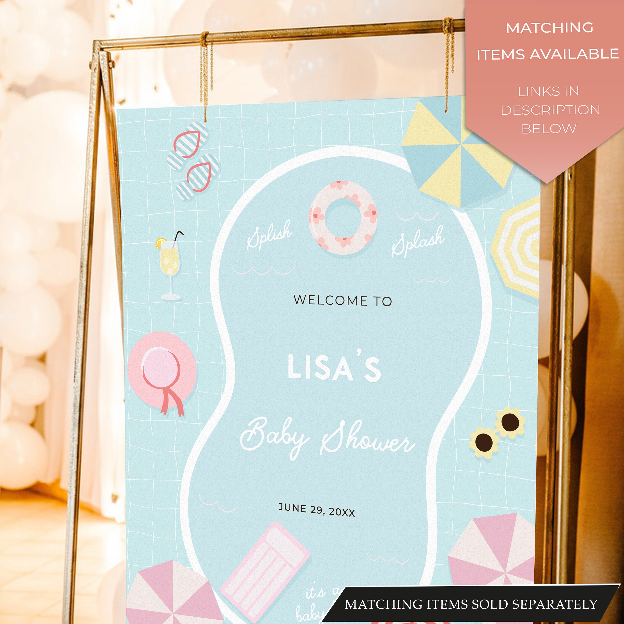 Summer Baby Shower Invitation Set, Baby Bash Invite, Pool Party, Summer ...