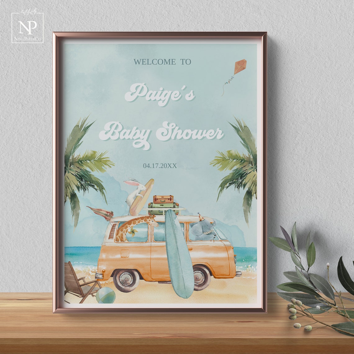 Surf Beach Baby Welcome Sign, Beach Party Sign, Baby on Board Welcome ...
