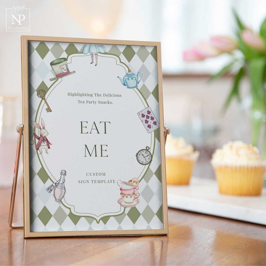 Alice in Wonderland Custom Party Sign, Mad Hatter Tea Party , Baby ...