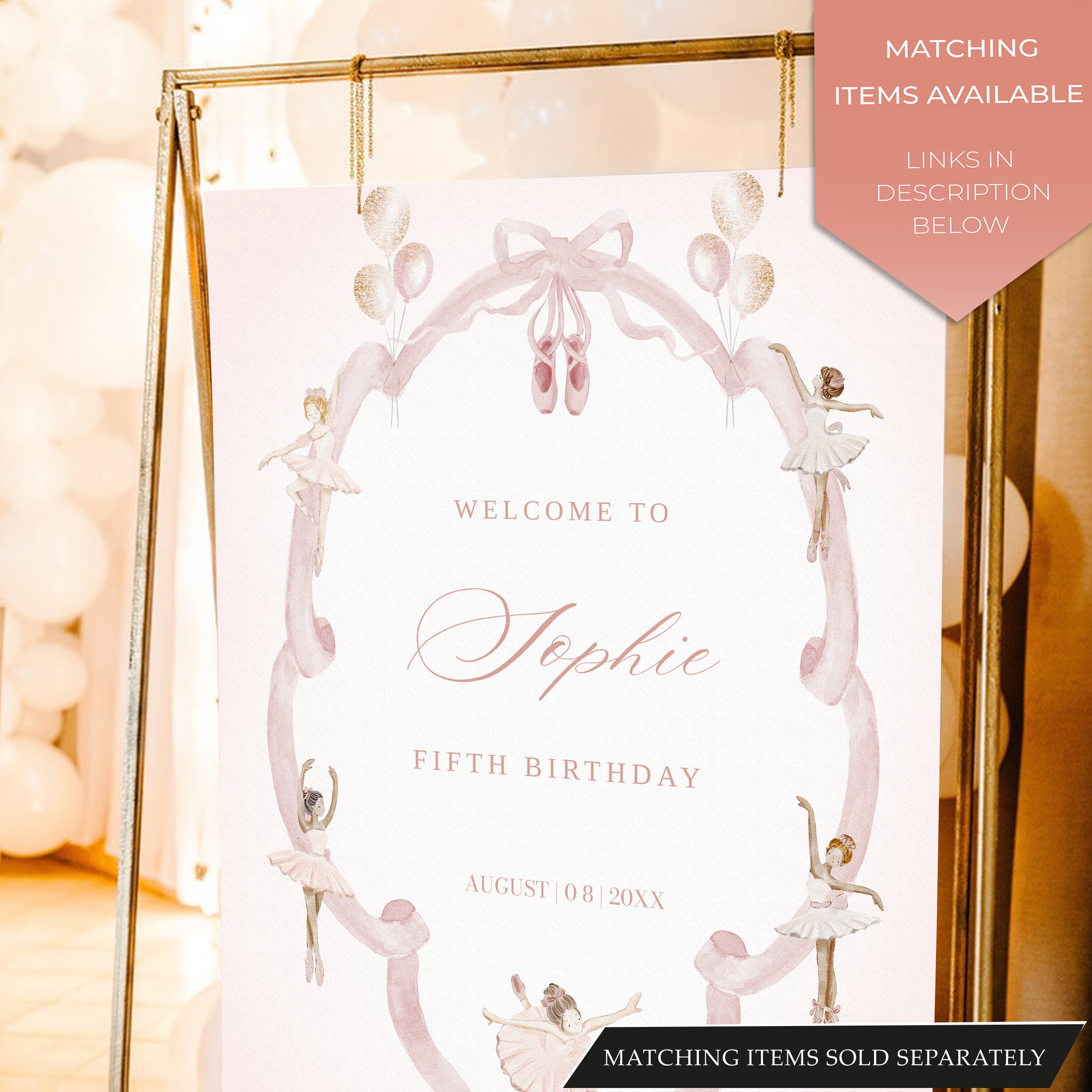 Ballerina Party Sign Template, Ballet Dancer Custom Sign, Ballet ...