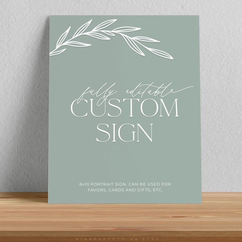 Boho Sage Green Editable Sign Minimalist Baby Shower Sign - Etsy