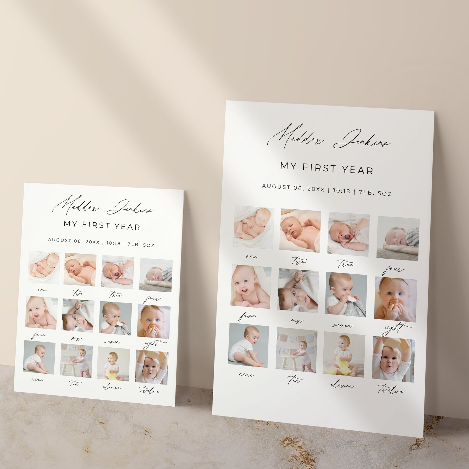 Minimalist First Year Photo Sign Template, Printable Baby's 1st ...