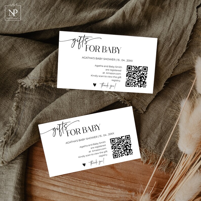 Baby Shower QR Code Gift Registry Card, Gift Registry QR Code ...