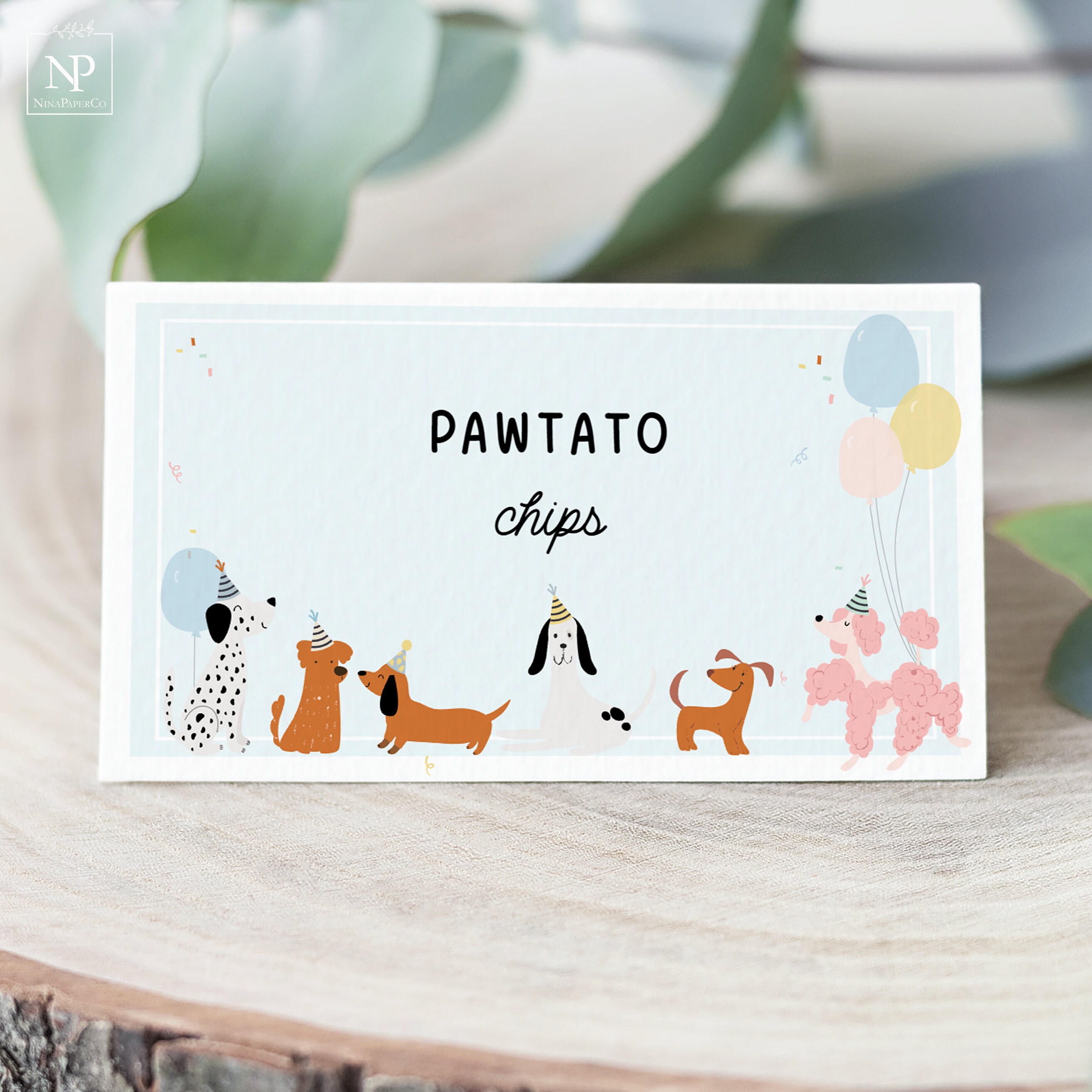 Puppy Pawty Food Label Template, Dog Birthday Food Tent, Puppy Pet ...