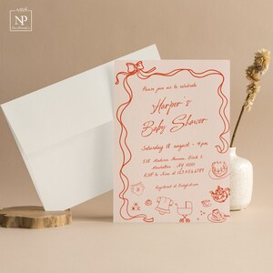 Hand Drawn Baby Shower Invitation Set Template, Handwritten Invite ...