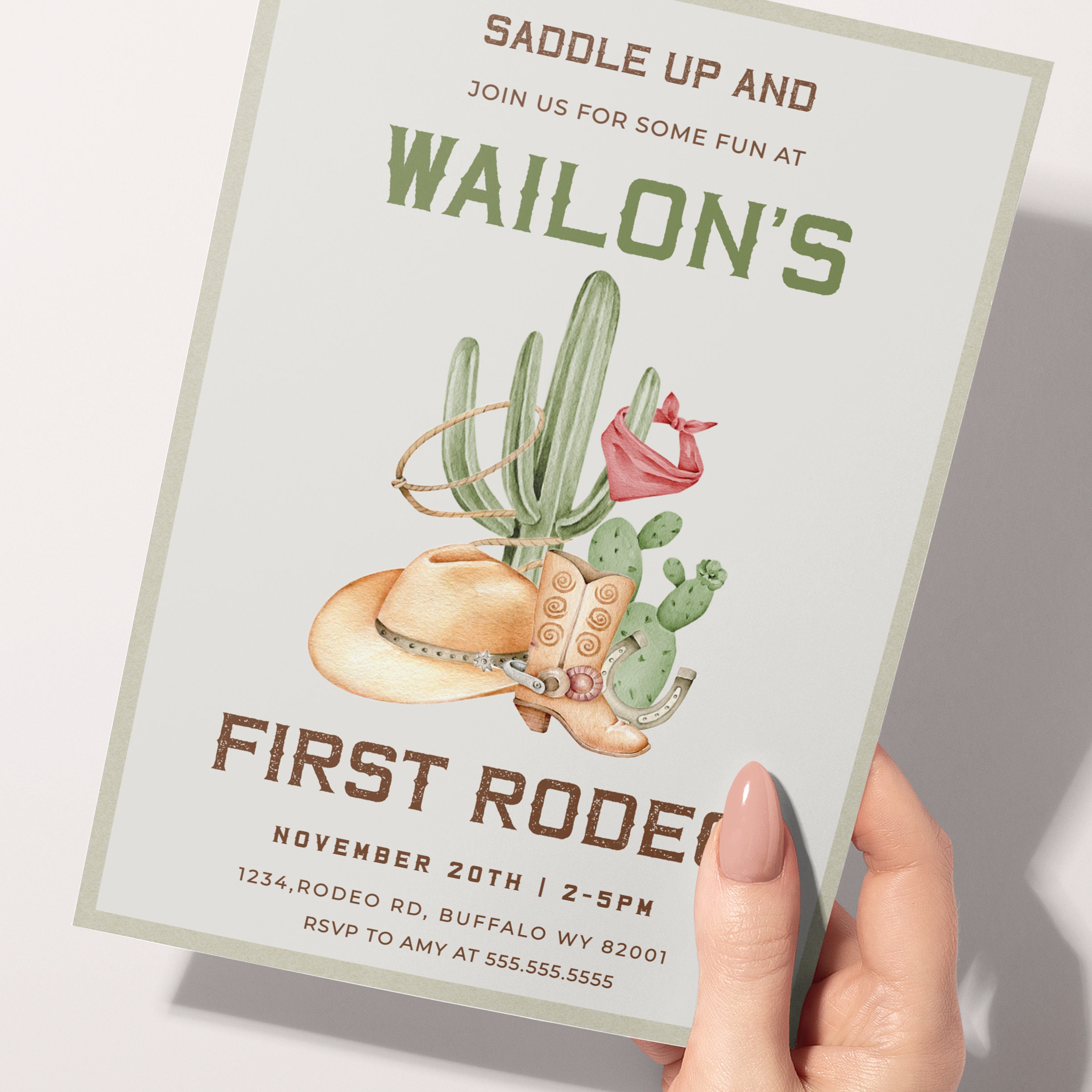 Editable First Rodeo Birthday Invitation, Wild West Party, Cowboy ...