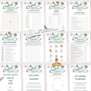 Dinosaur Baby Shower Games Bundle, 48 Baby Shower Games, Dinosaur ...