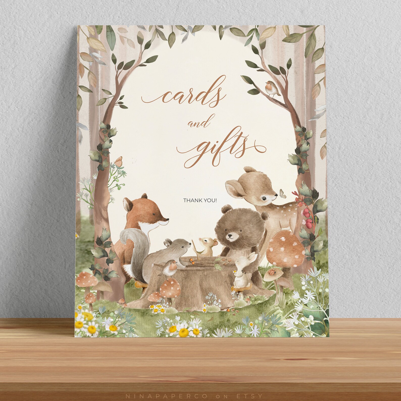 WOODLAND Baby Shower Sign Forest Animals Cards & Gifts Sign - Etsy