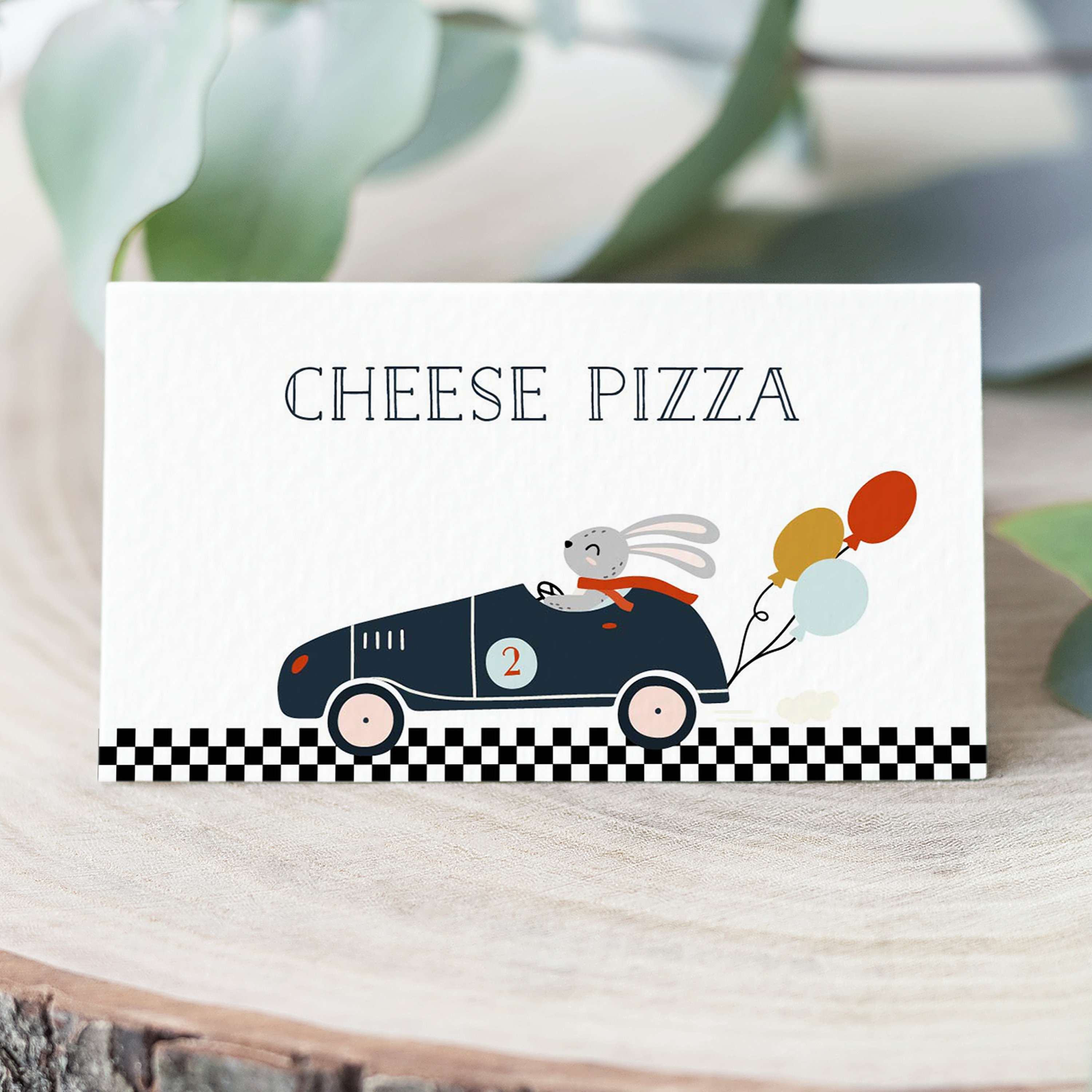 Vintage Race Car Food Labels, Two Fast Place Card, Folded Food Cards ...