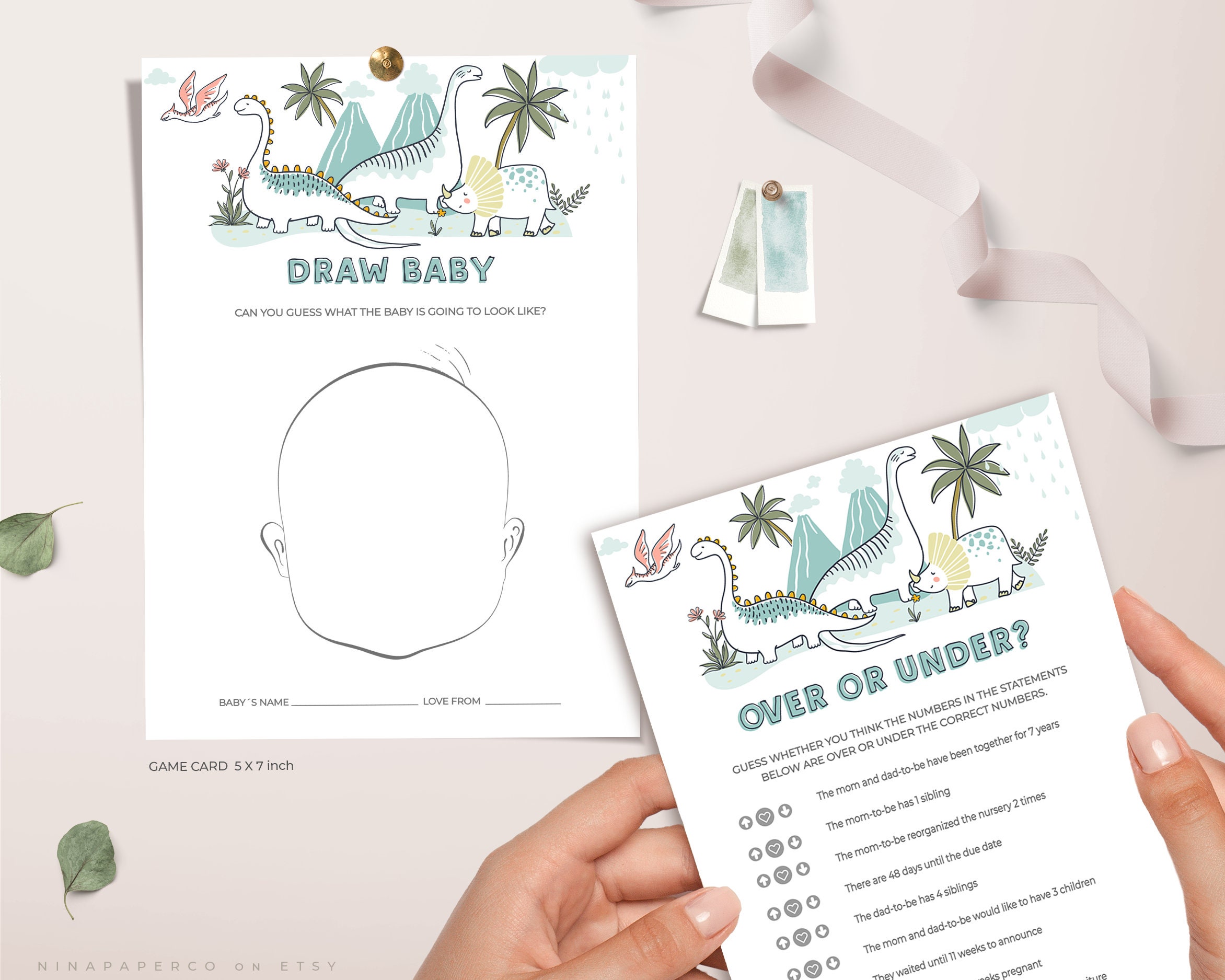 Dinosaur Baby Shower Games Bundle, 48 Baby Shower Games, Dinosaur ...