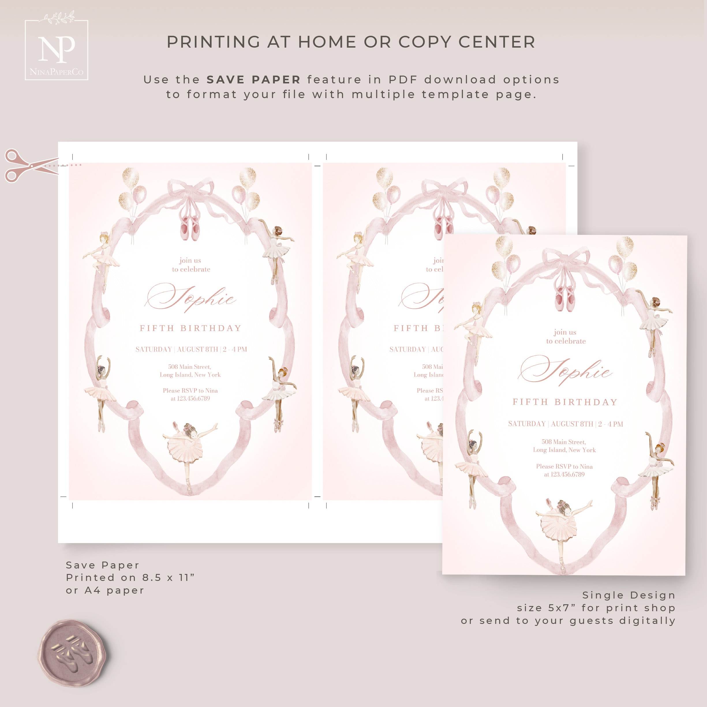 Ballerina Birthday Invitation Template Ballerina Birthday - Etsy