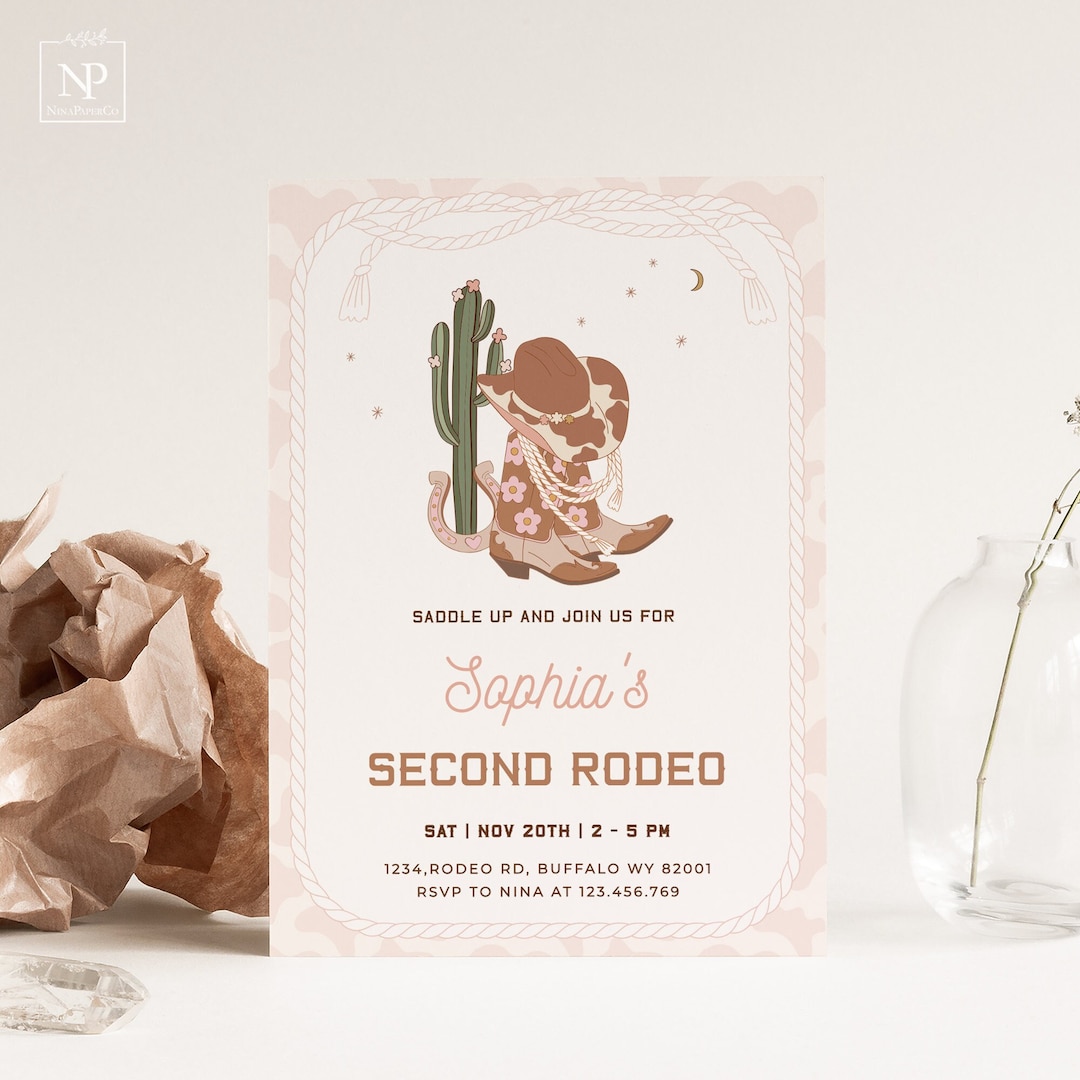 Editable My Second Rodeo Invitation Template, Wild West Invite, 2nd ...
