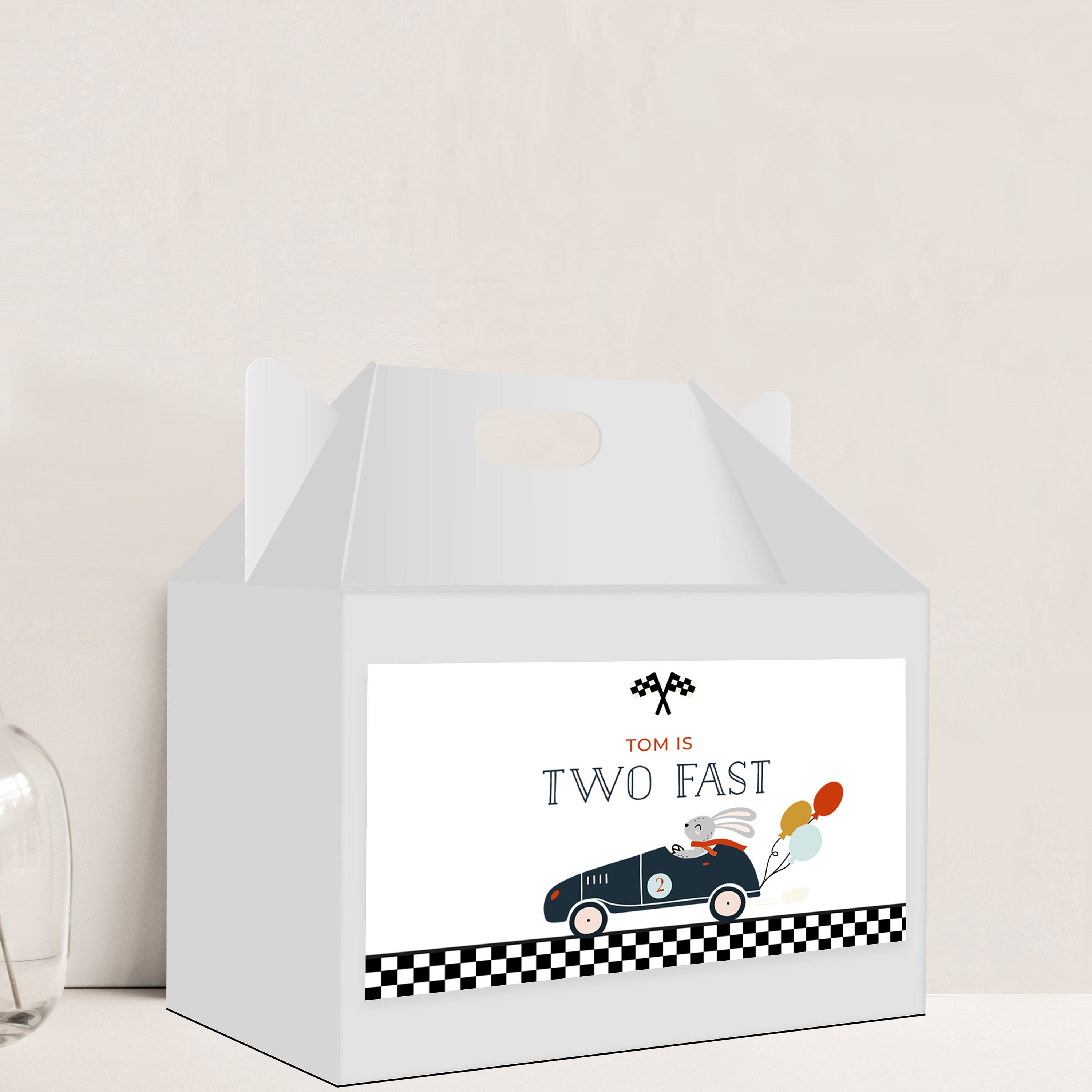 Race Car Birthday Gable Box Labels, Two Fast Birthday Decor Favors ...