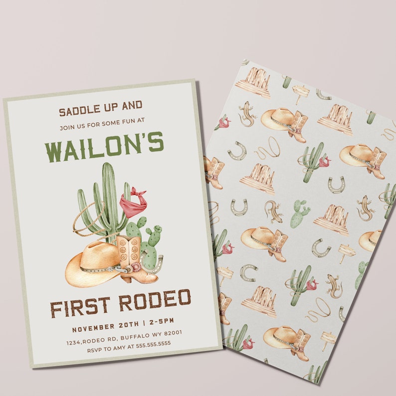 Editable First Rodeo Birthday Invitation, Wild West Party, Cowboy ...