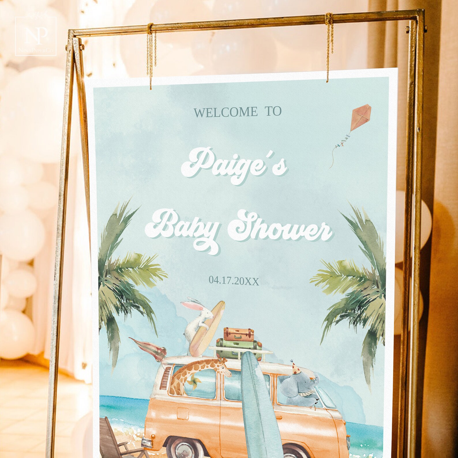 Surf Beach Baby Welcome Sign, Beach Party Sign, Baby on Board Welcome ...