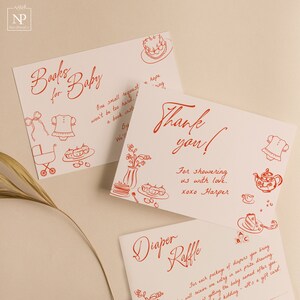 Hand Drawn Baby Shower Invitation Set Template, Handwritten Invite ...