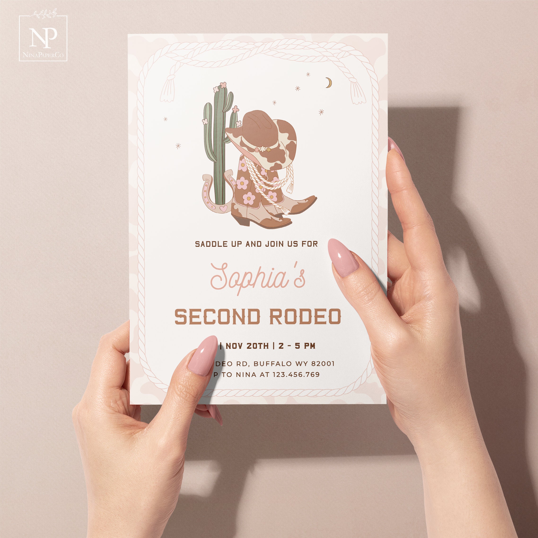 Editable My Second Rodeo Invitation Template, Wild West Invite, 2nd ...