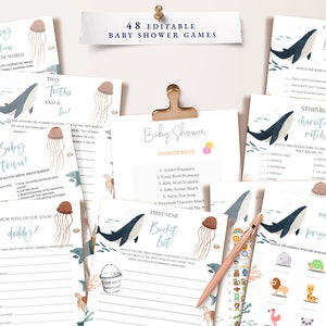 Under the Sea Baby Shower Games Bundle, 48 Baby Shower Games, Ocean ...
