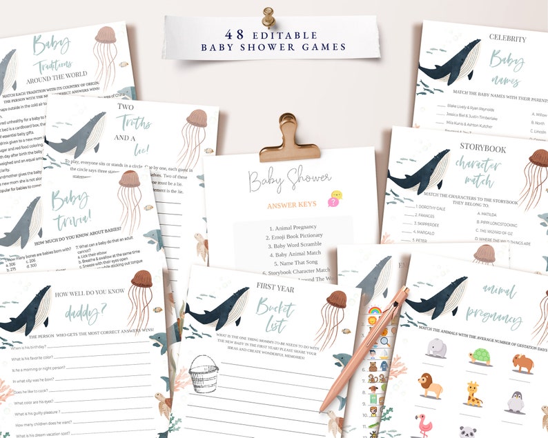 Under the Sea Baby Shower Games Bundle 48 Baby Shower Games - Etsy