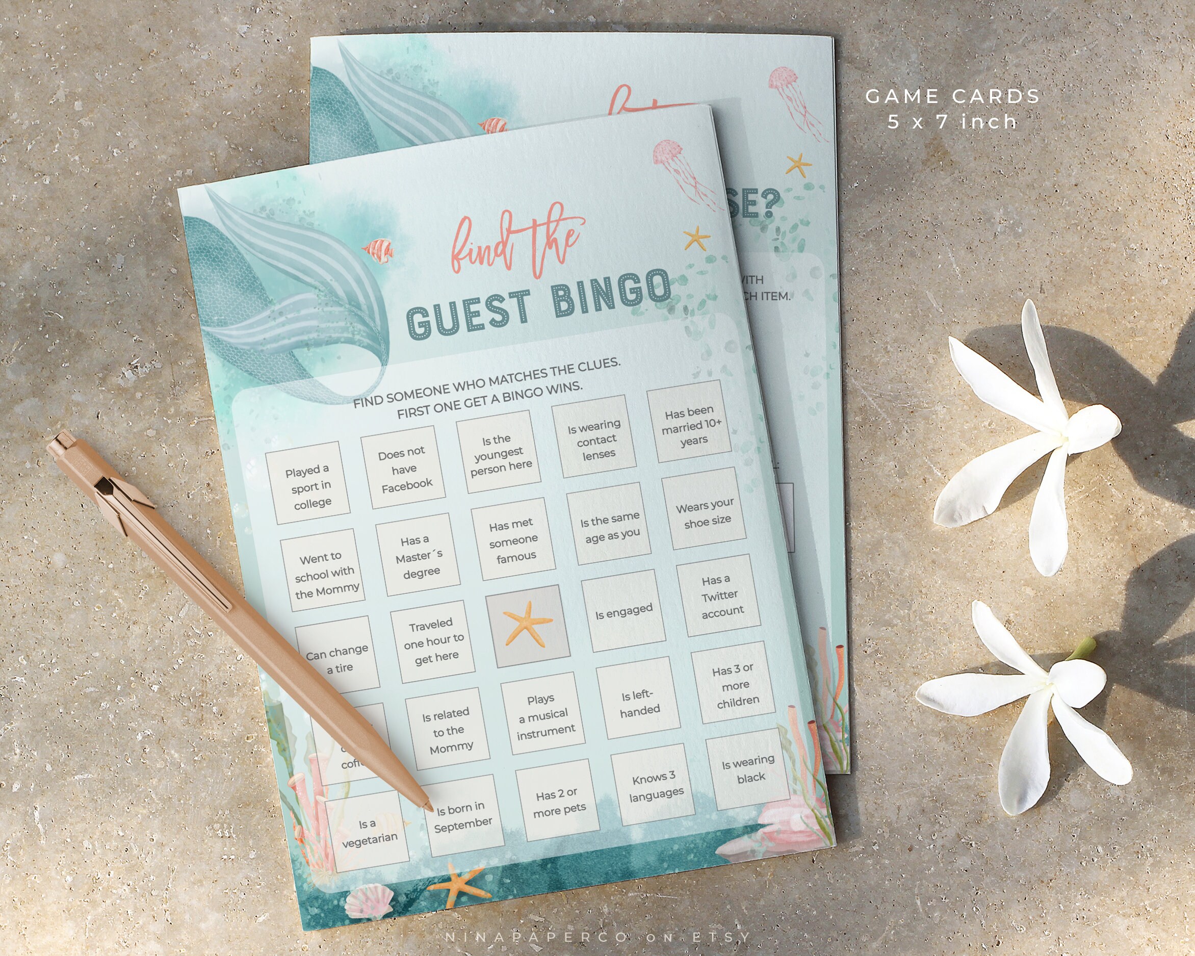 Mermaid Baby Shower Games Bundle, 48 Under the Sea Printable Games ...