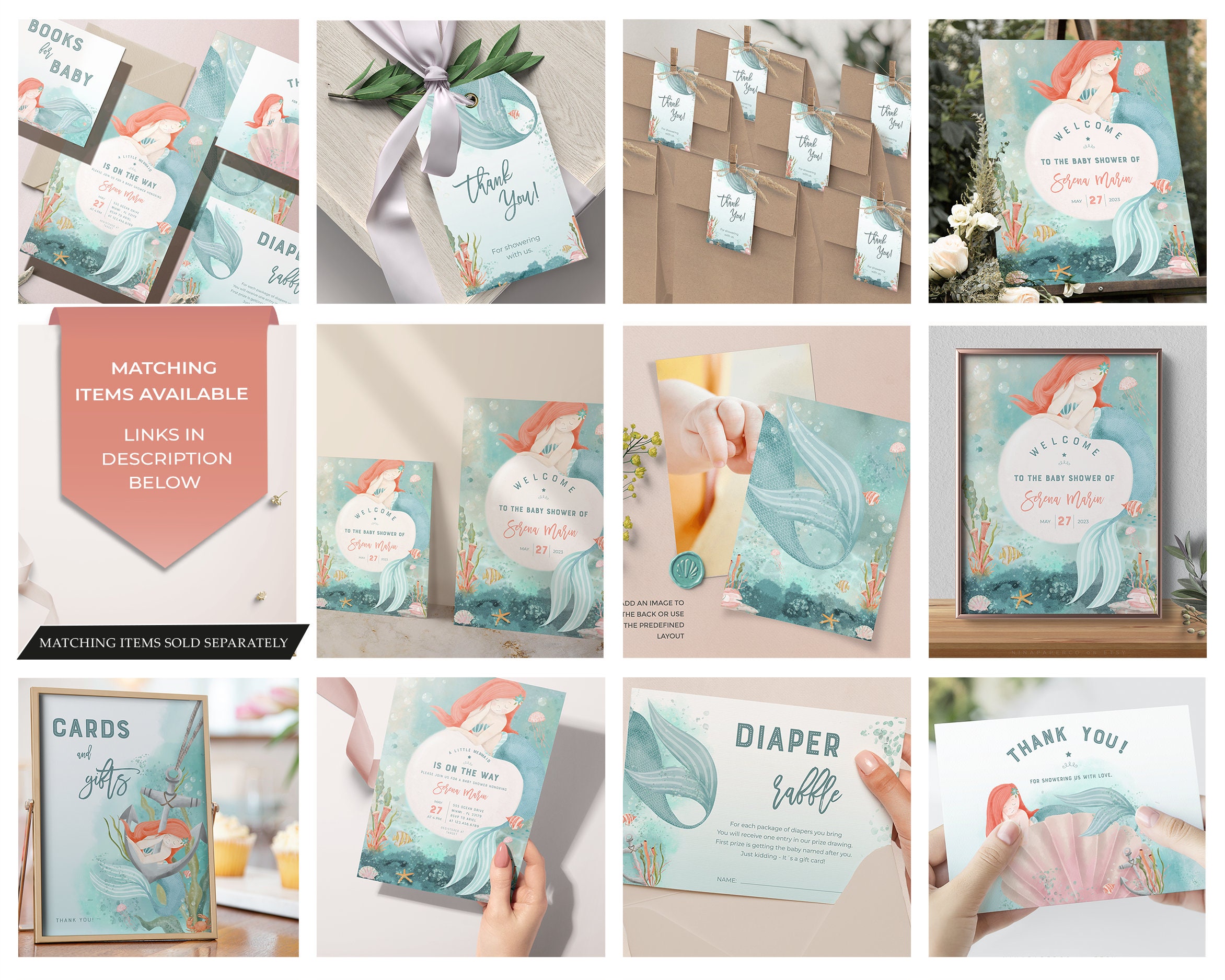 Mermaid Baby Shower Games Bundle, 48 Under the Sea Printable Games ...