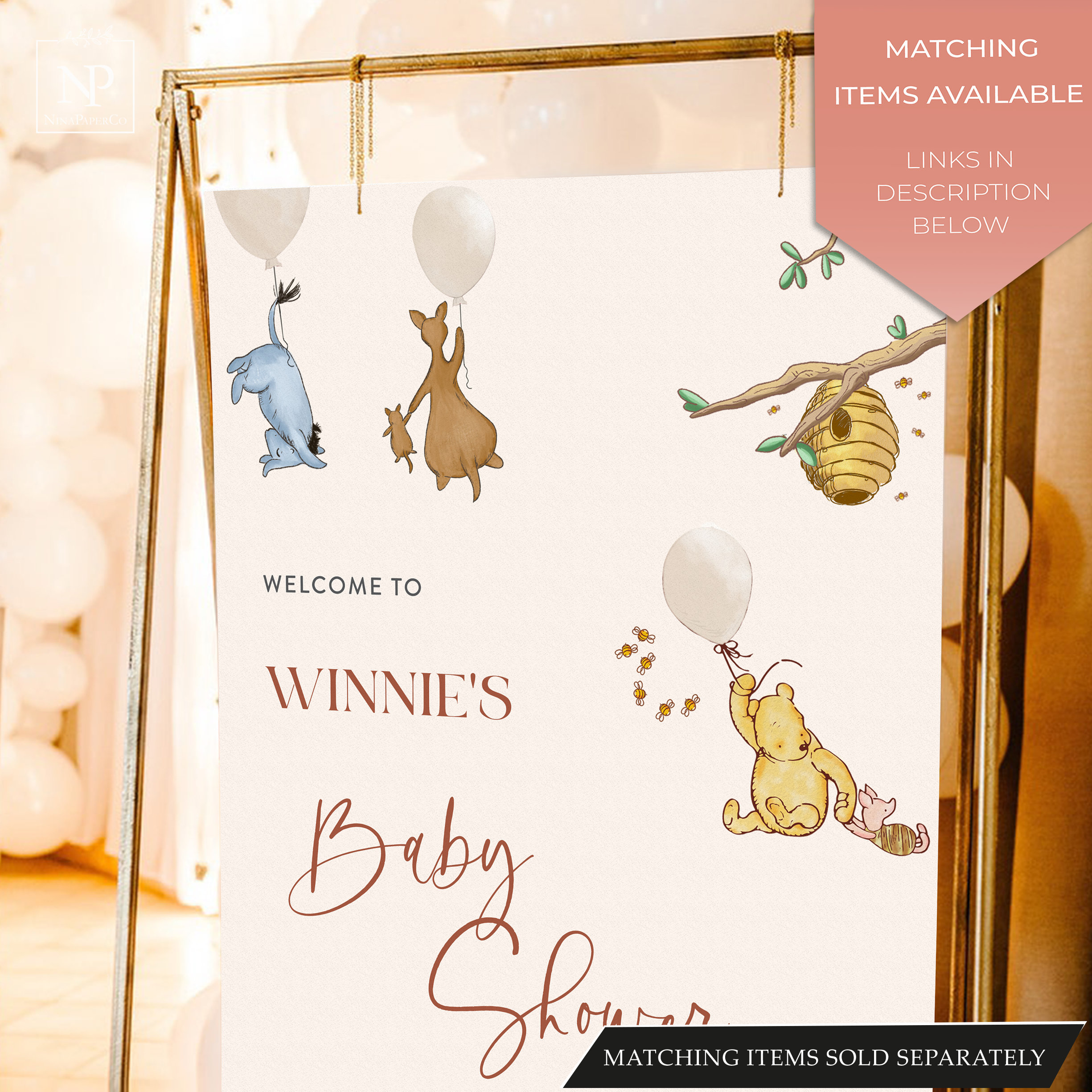Winnie the Pooh Baby Shower Welcome Sign, Old Book Winnie Pooh Sign ...
