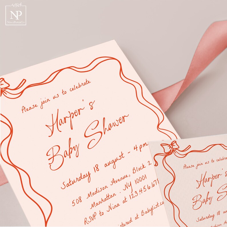Hand Drawn Baby Shower Invitation Template, Funky Scribble Illustration ...
