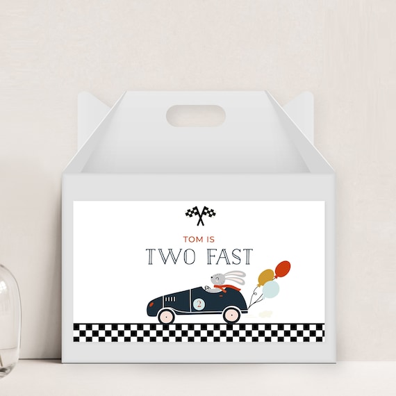 Race Car Birthday Gable Box Labels, Two Fast Birthday Decor Favors ...