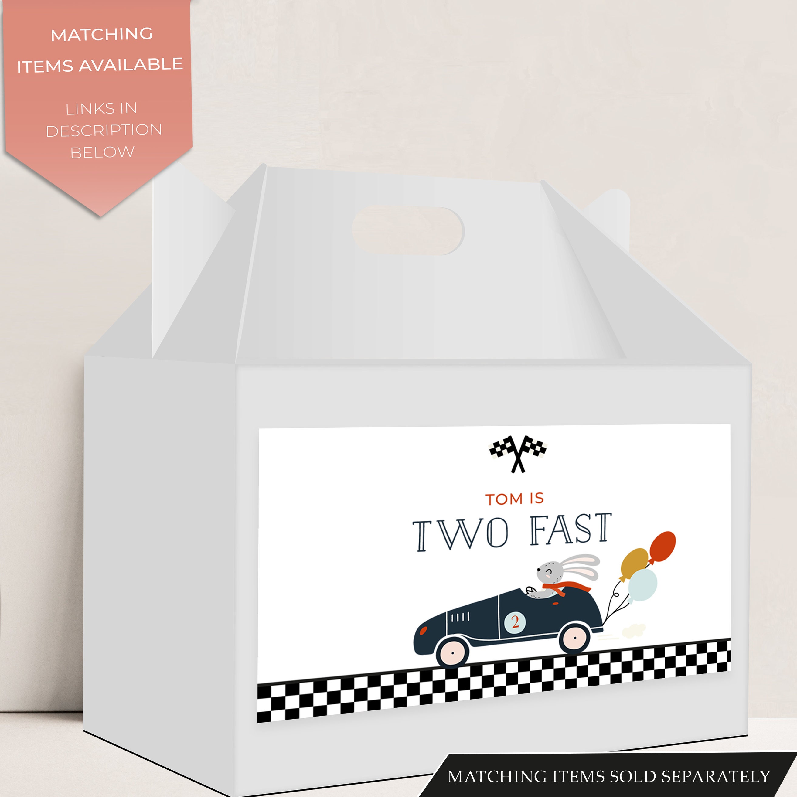 Vintage Race Car Food Labels, Two Fast Place Card, Folded Food Cards ...