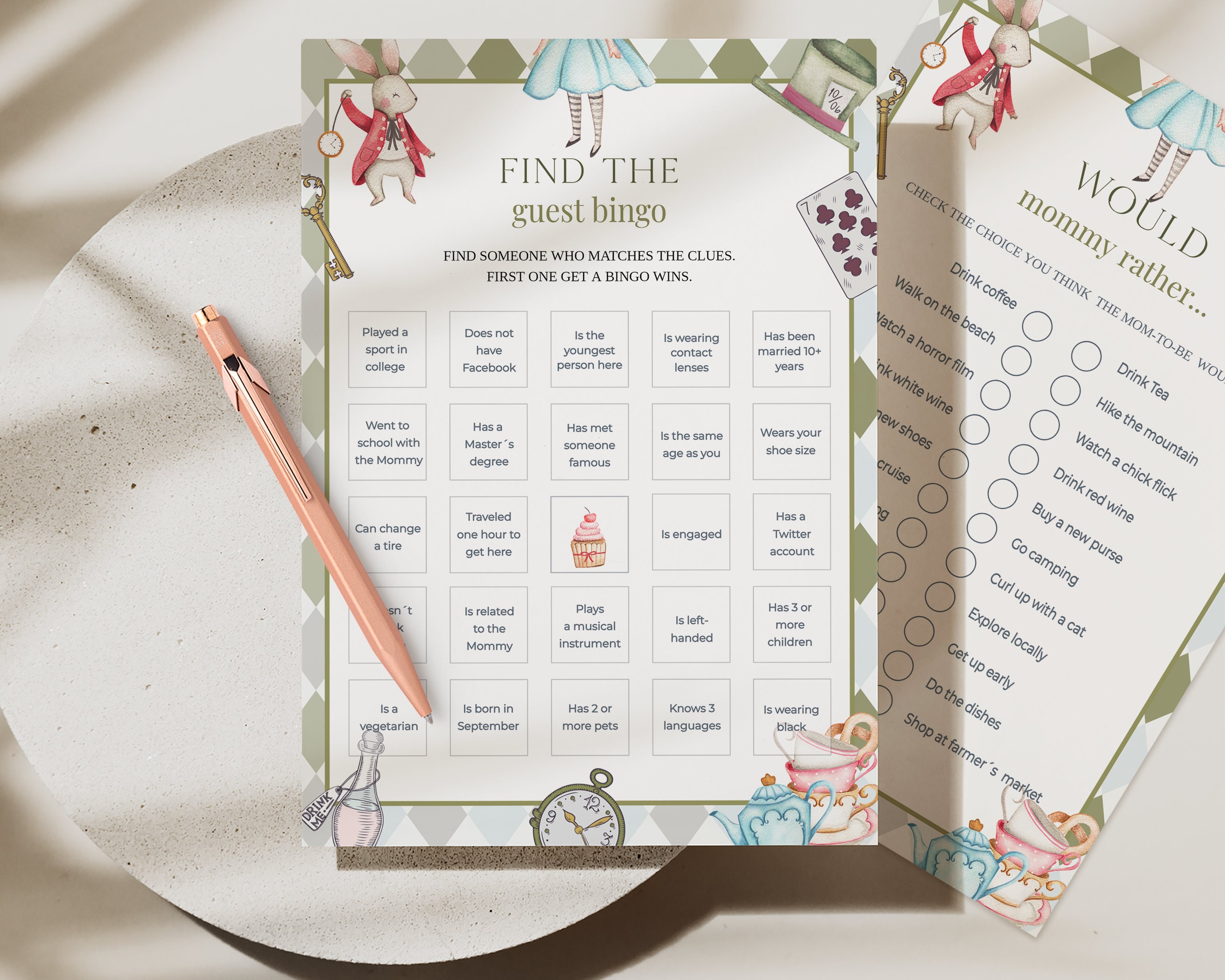 Alice in Wonderland Baby Shower Games Bundle, 48 Baby Shower Games, Tea ...