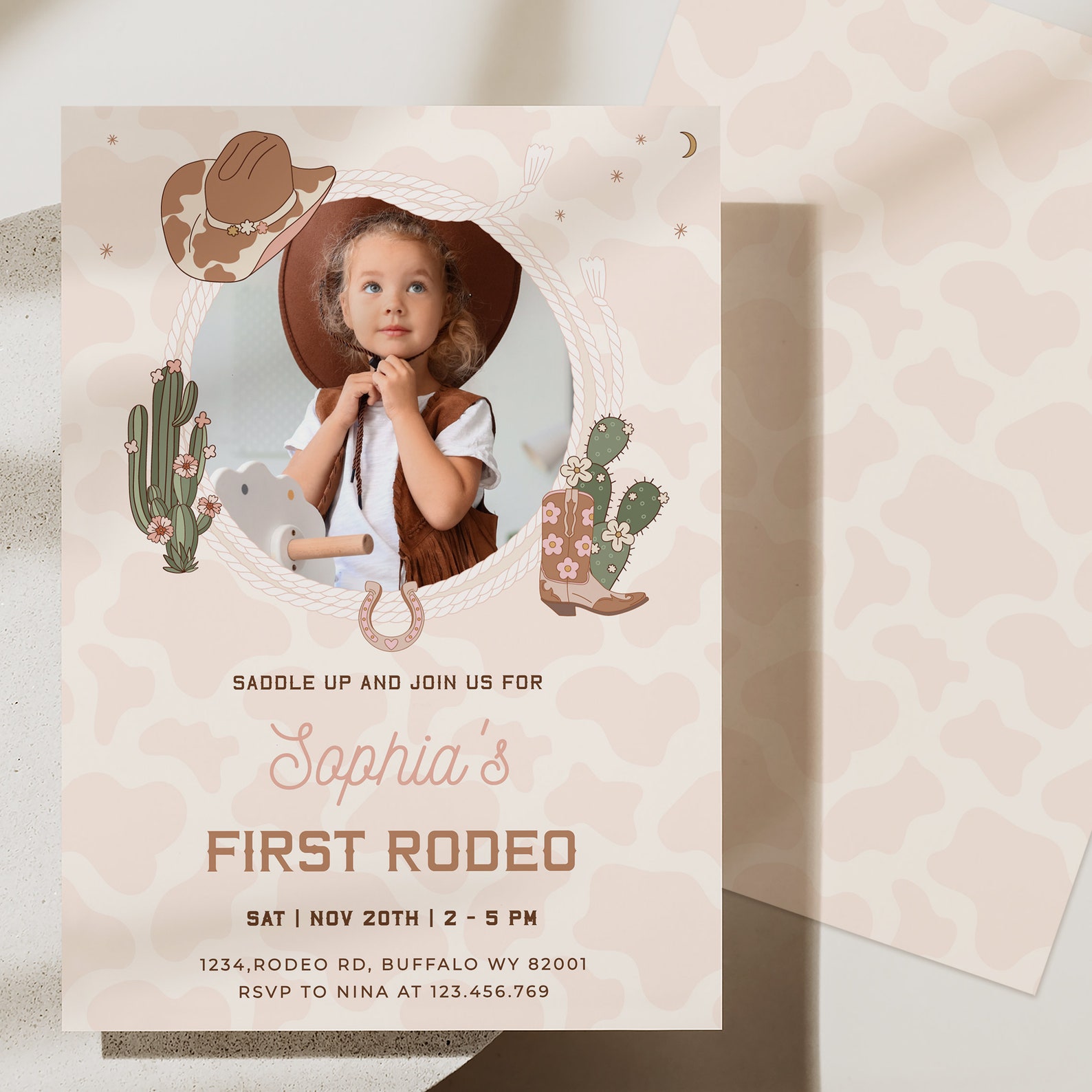 Printable My First Rodeo Invitation Template Wild West Cowgirl 1st ...