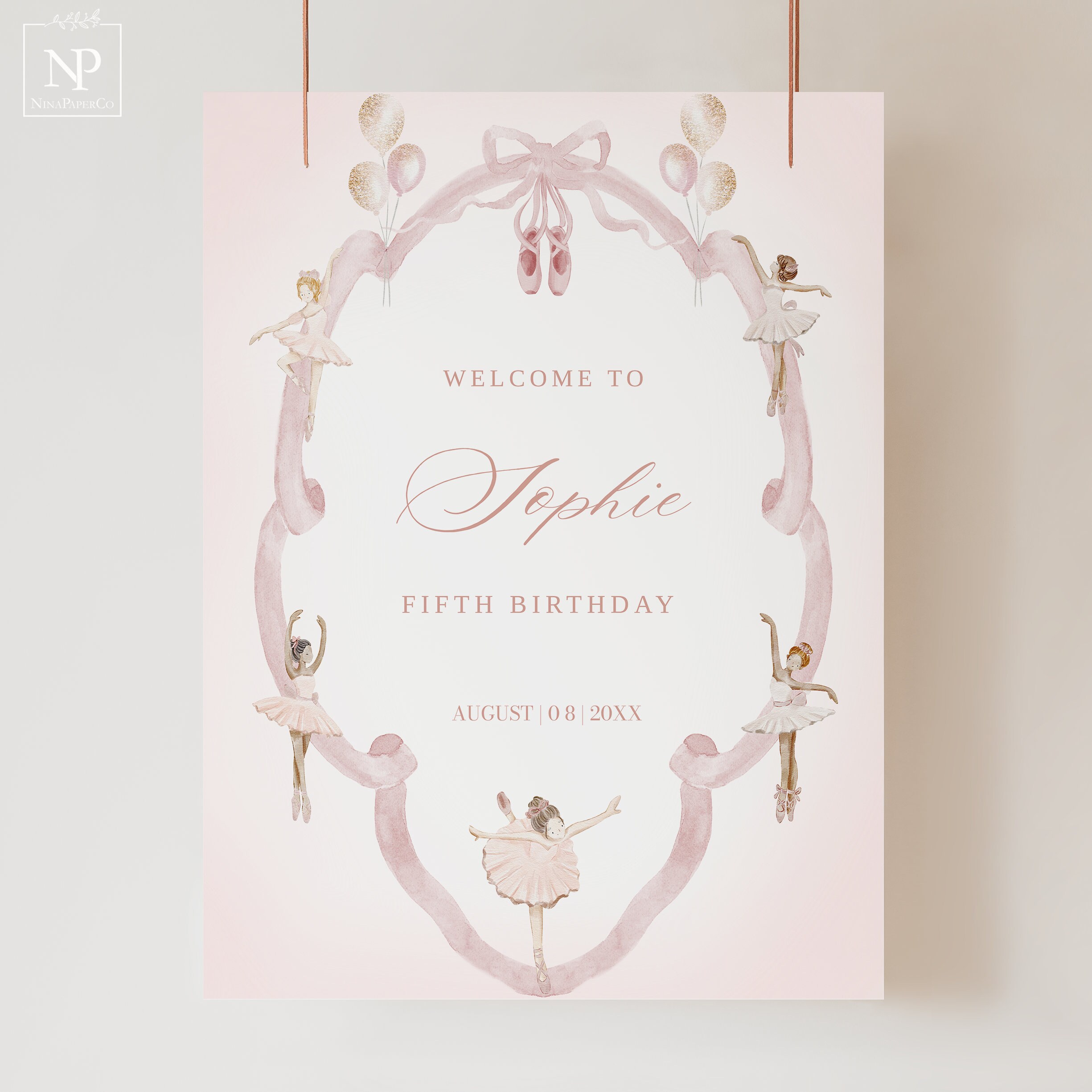 Ballerina Birthday Welcome Sign Template, Ballerina Birthday Party ...