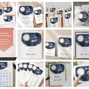 Over the Moon Baby Shower Favor Tags Twinkle Little Star Printable Baby ...