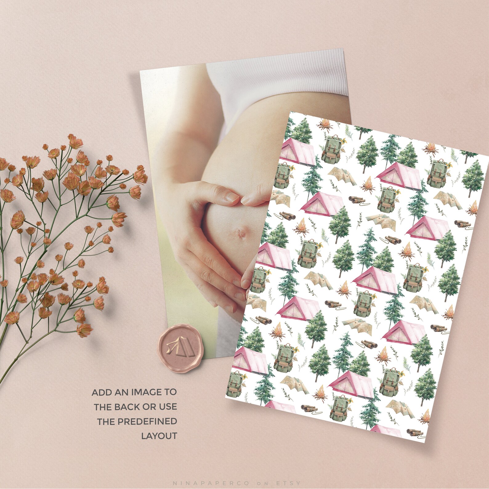 Adventure Awaits Baby Shower Invitation Set, Pine Tree Baby Shower ...