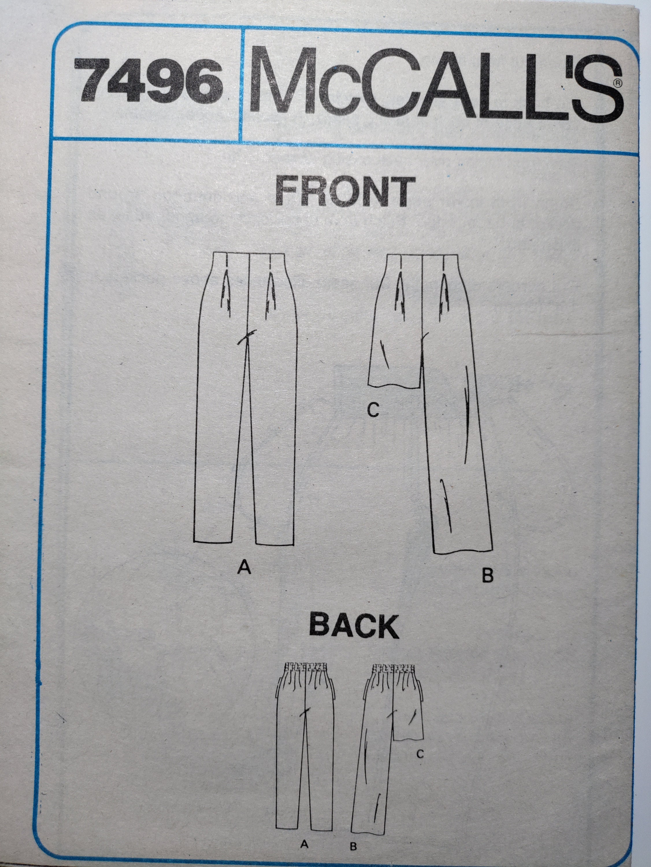 Mccall's 7496 Pants and Shorts Pattern, Pick Your Size, All Uncut and ...