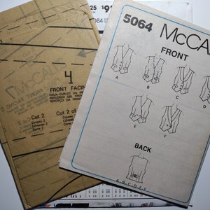 Mccall's 5064 Lined, Semi Fitted Vest, Single or Double Breasted, Pick ...